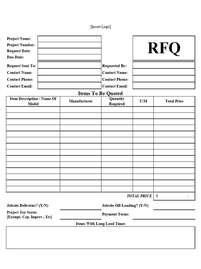 Construction RFQ Template | PDF