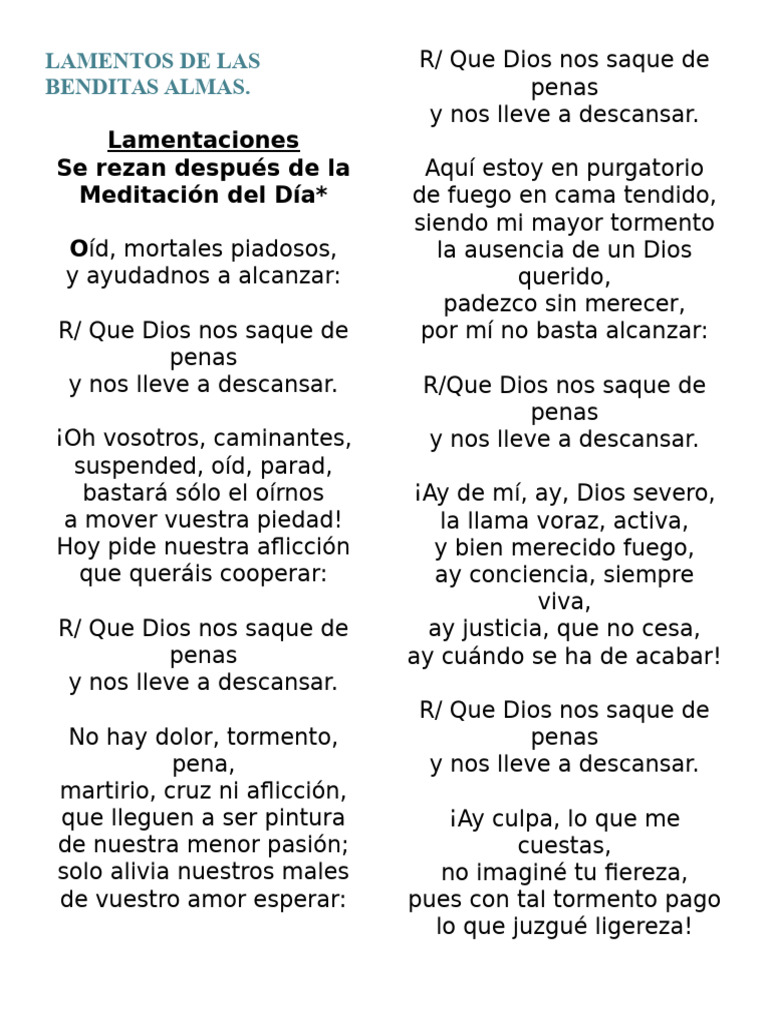 331165399-Lamentos-de-Las-Benditas-Almas | PDF | Purgatorio | Creencia religiosa y doctrina