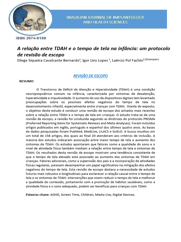 A Relação Entre TDAH e o Tempo de Tela Na Infância | PDF | Transtorno ...