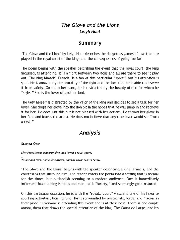 I Am Sharing 'The Glove and The Lions ICSE 10' W 240515 225553 | PDF