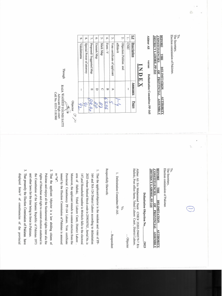 Akhter Ali So M. Nazir PP-165 Lahore | PDF | Appeal | Political Law