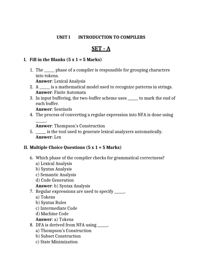 UNIT 1 | PDF | Regular Expression | Parsing