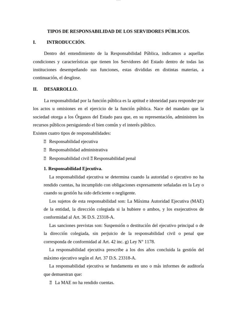 Tipos de Responsabilidad Publica en Bolivia | PDF | Derecho penal ...