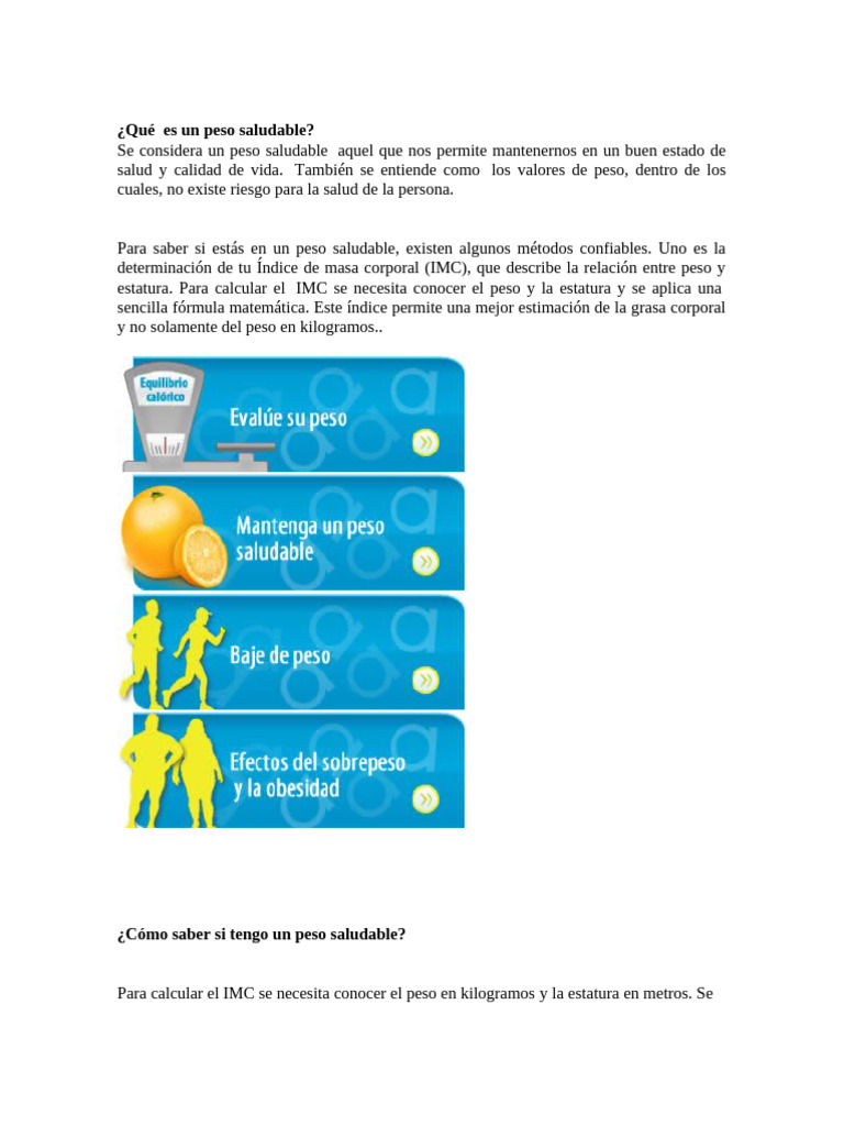 Que Es El Peso Saludable | PDF | Obesidad | Índice de masa corporal