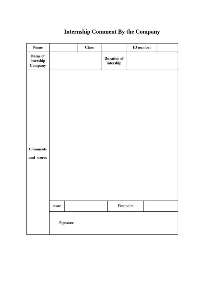 Internship Comment by The Company | PDF
