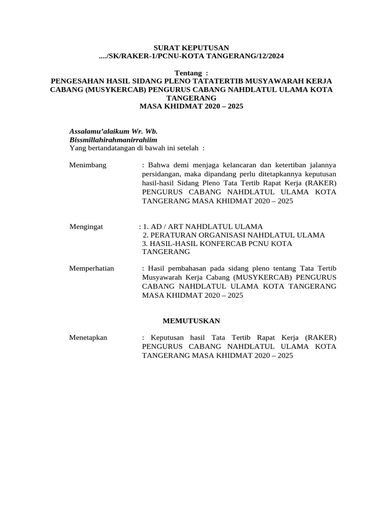 SURAT KEPUTUSAN HASIL PLENO II | PDF SURAT KEPUTUSAN HASIL PLENO II | PDF