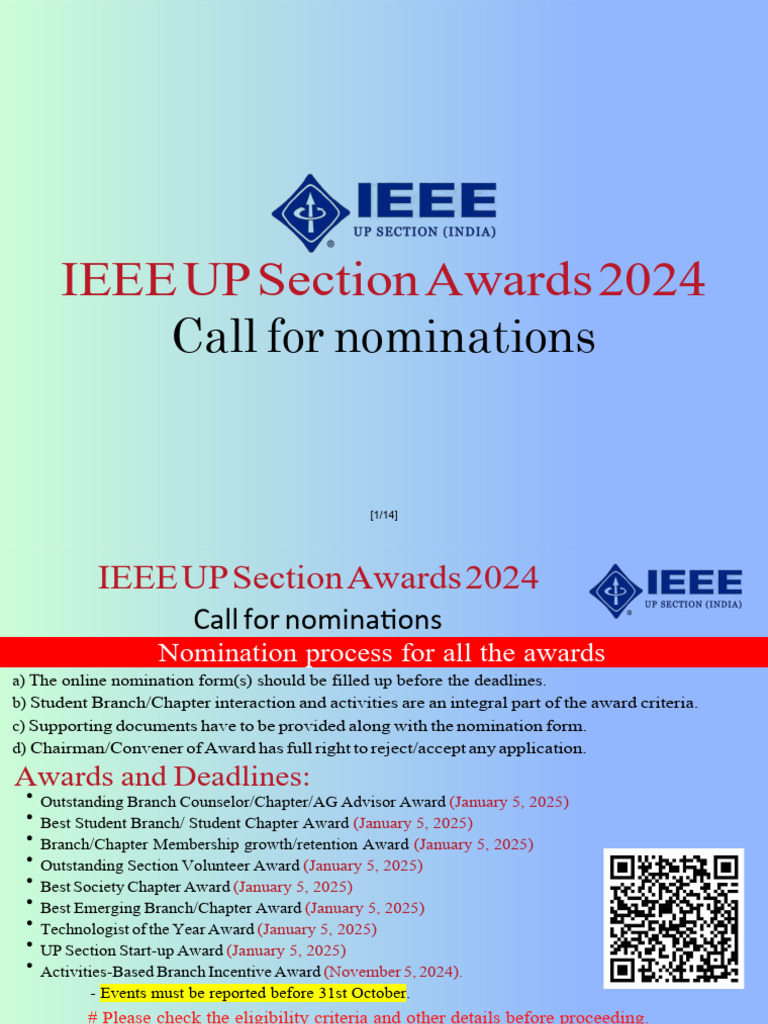 IEEE UP Section Awards 2024 Call For Nominations | PDF | Government