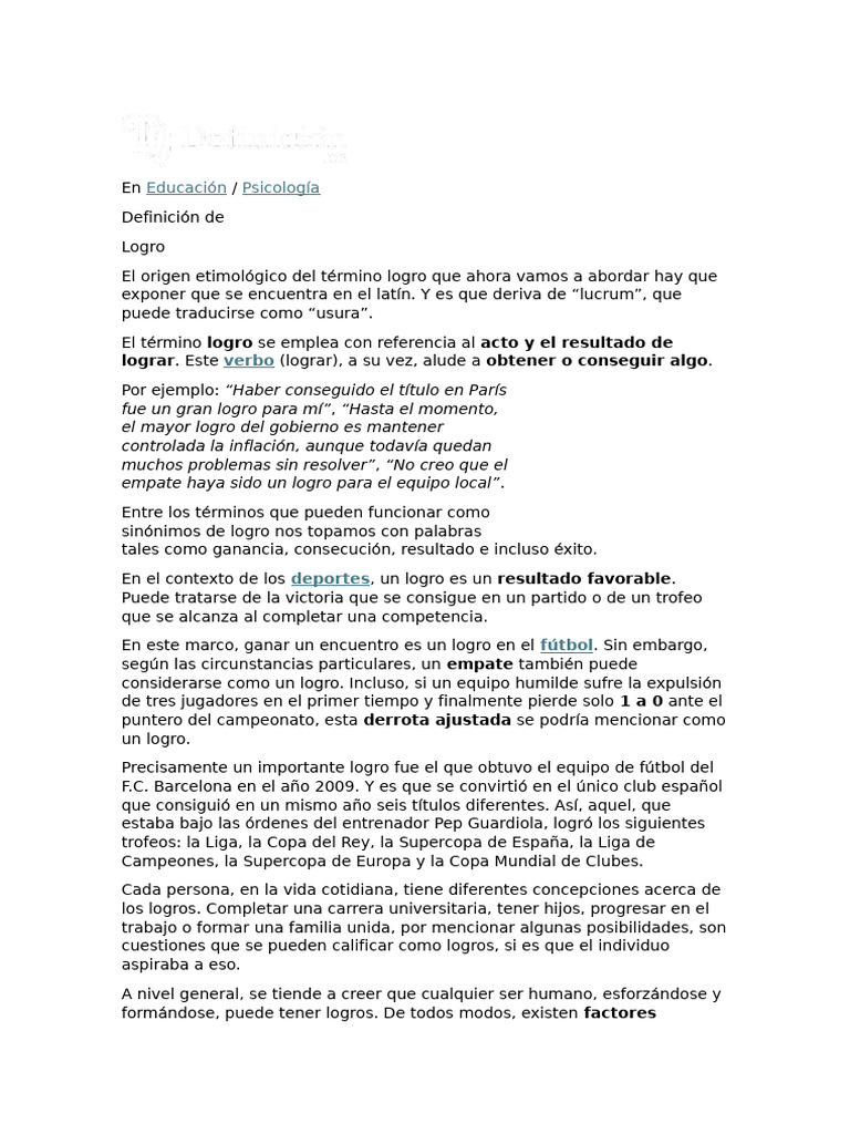 Definición y significado de logro | PDF