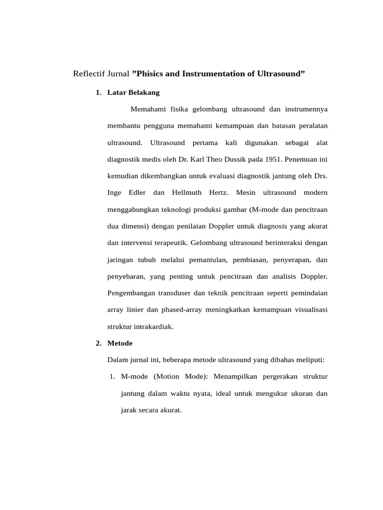 Tugas Review Jurnal Phisics and Instrumentation of Ultrasound - Fachrul Robi - 074 | PDF
