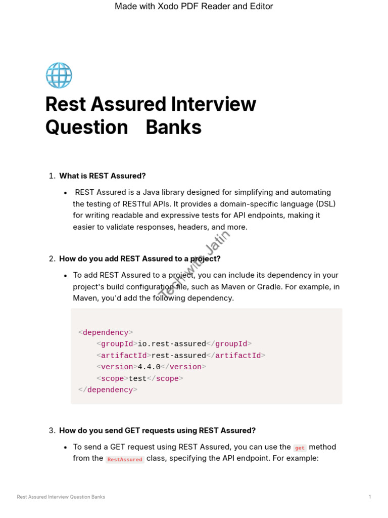 Rest Assured Interview Question Bank | PDF | Json | Transport Layer Security