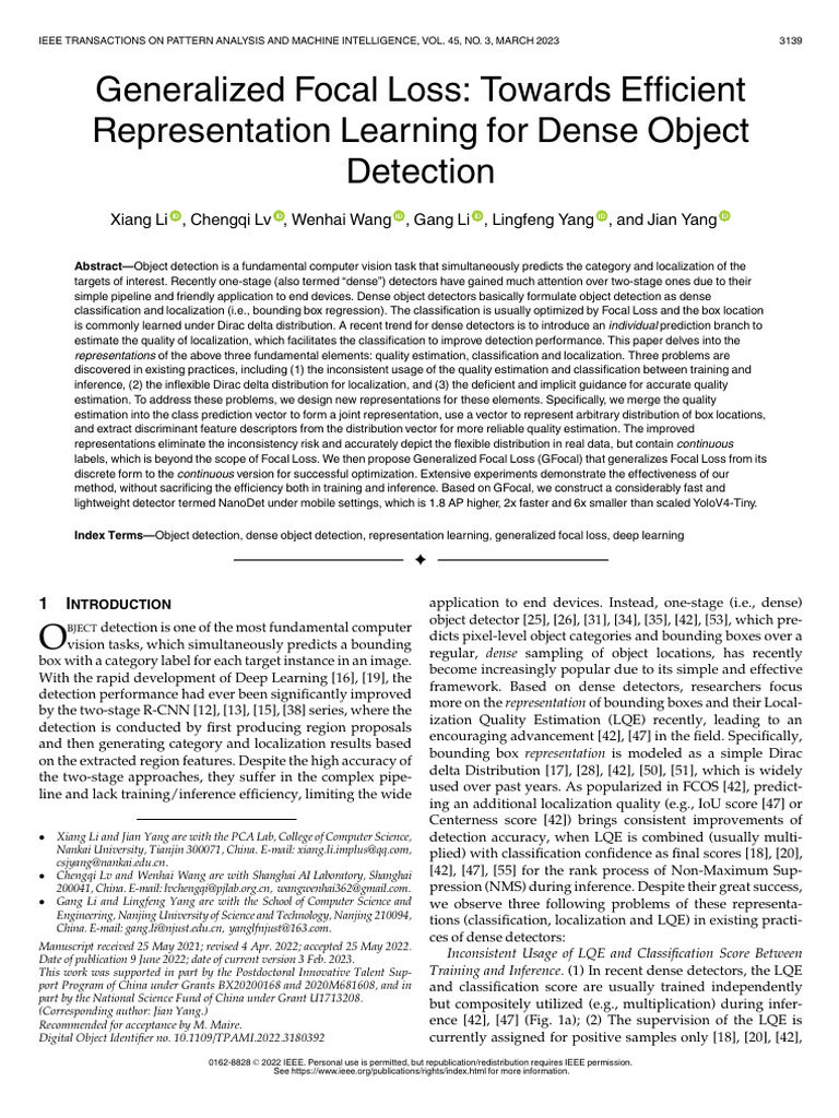Generalized Focal Loss Towards Efficient Representation Learning For ...