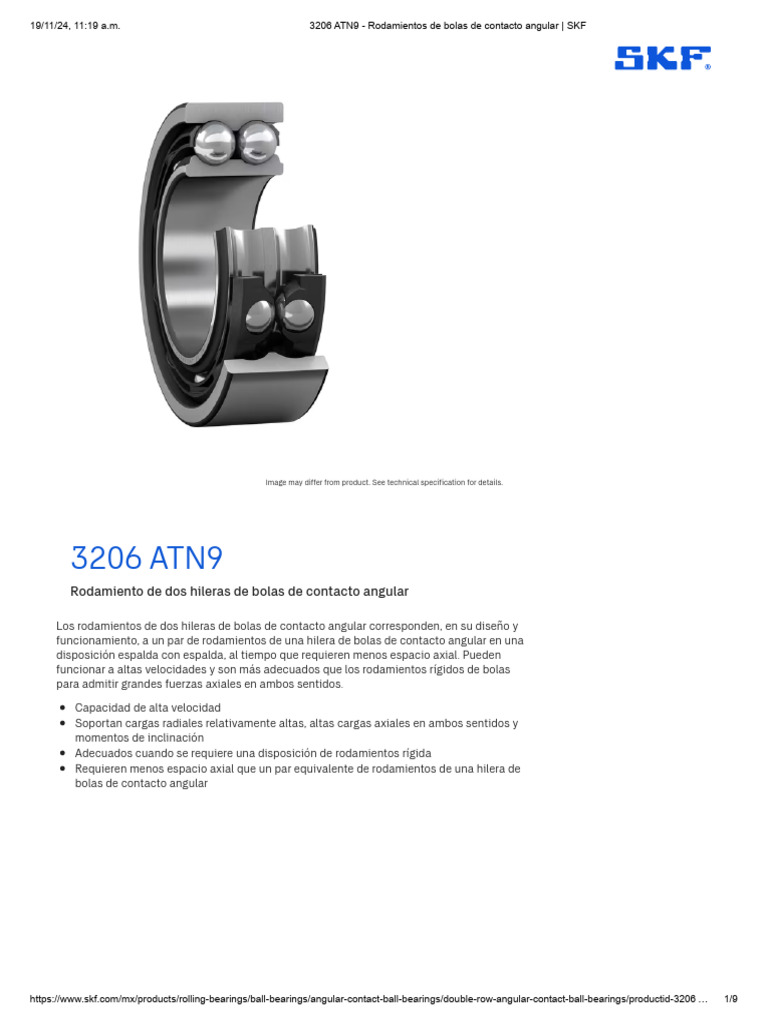 3206 ATN9 - Rodamientos de bolas de contacto angular _ SKF | PDF | Red mundial | Internet y web