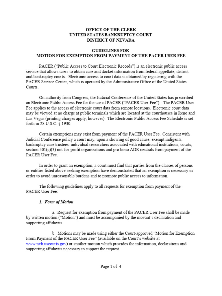 pacer-exempt-guidelines-instructions | PDF | Bankruptcy | Justice