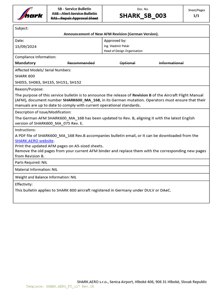 Shark Aero SB 003 | PDF