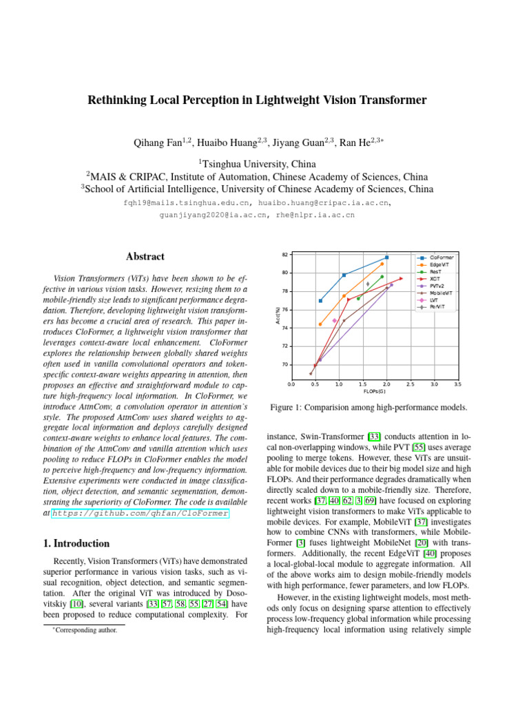 Rethinking Local Perception in Lightweight Vision Transformer | PDF ...