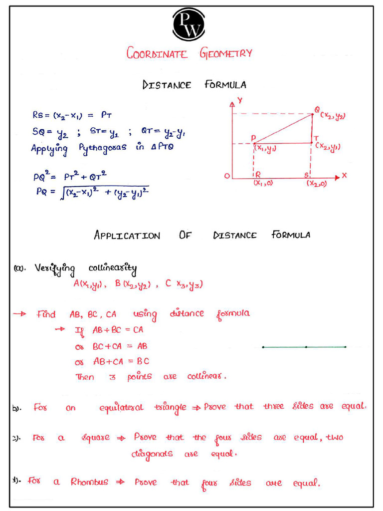 Coordinate Geometry Short Notes WARRIOR SERIES CLASS 10TH | PDF