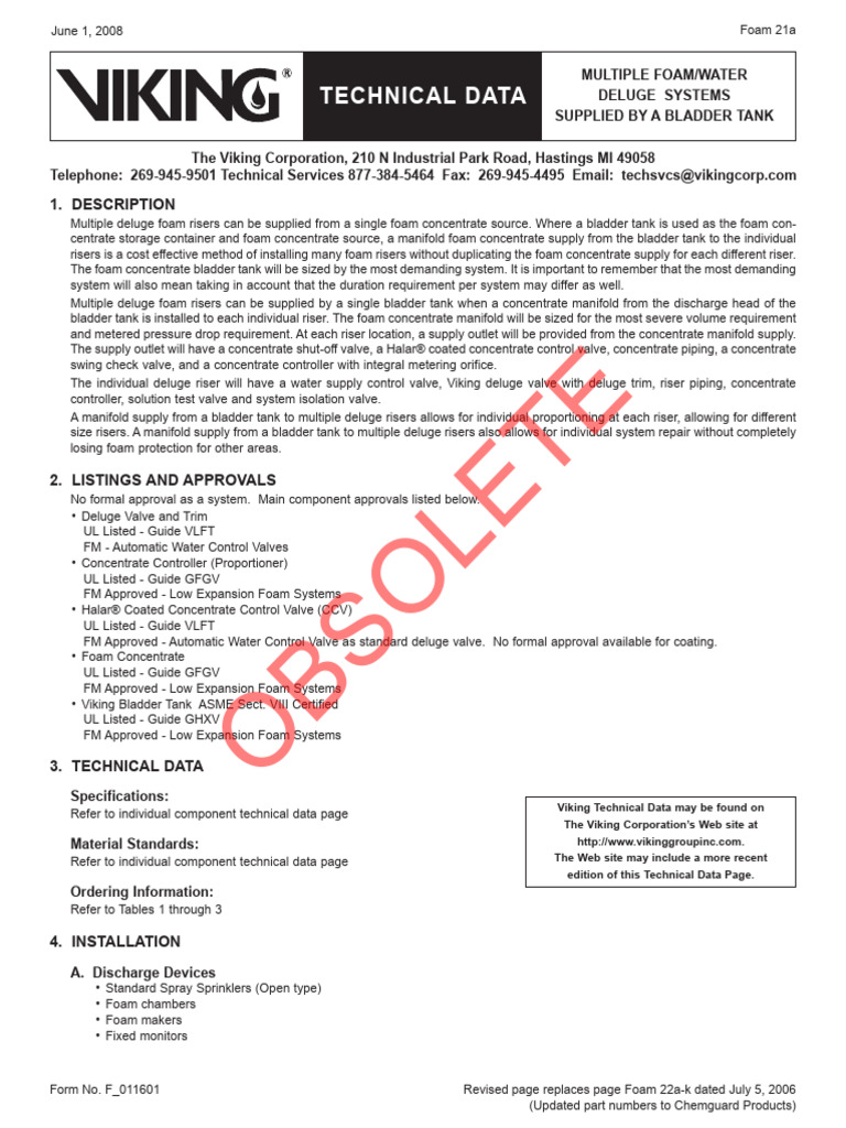 Multiple Foam, Water Deluge System Supplied by A Bladder Tank | PDF ...