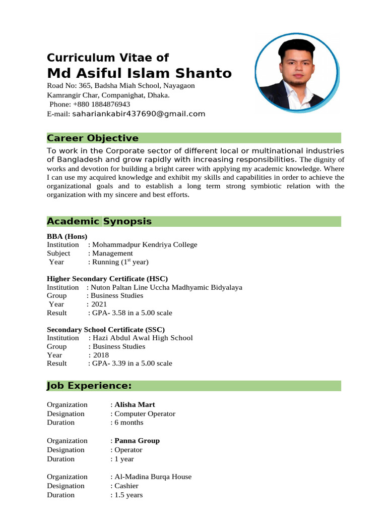 MD Asiful Islam Shanto - RESUME | PDF