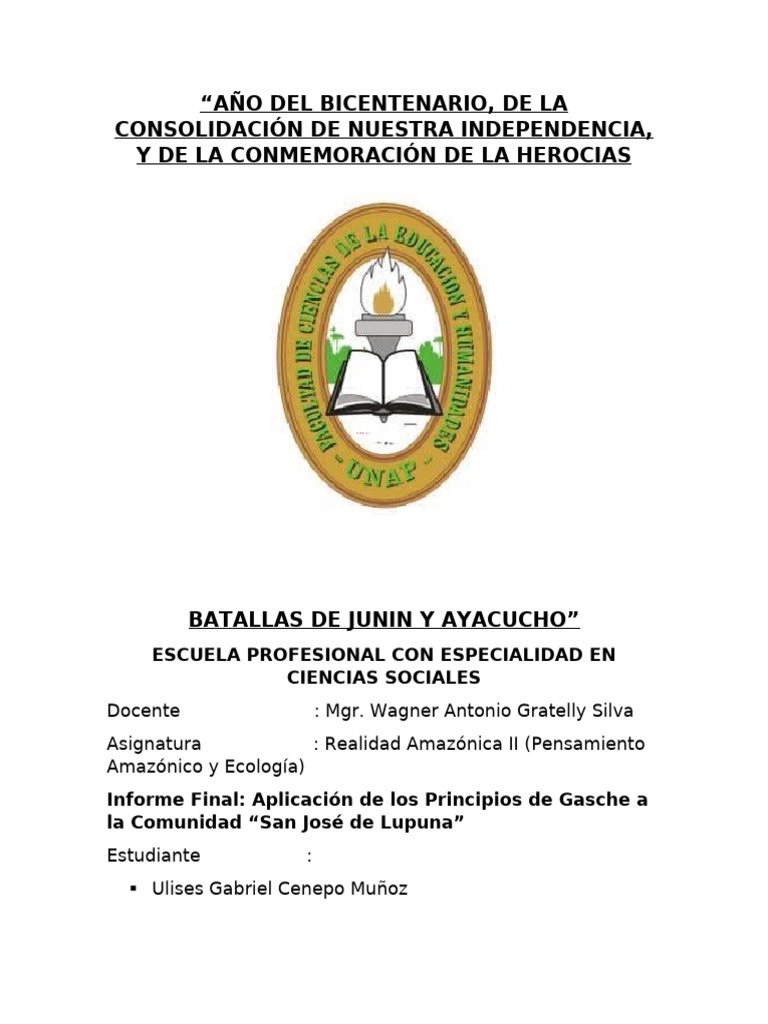 Impacto de los Principios de Gasche en San José de Lupuna | PDF ...
