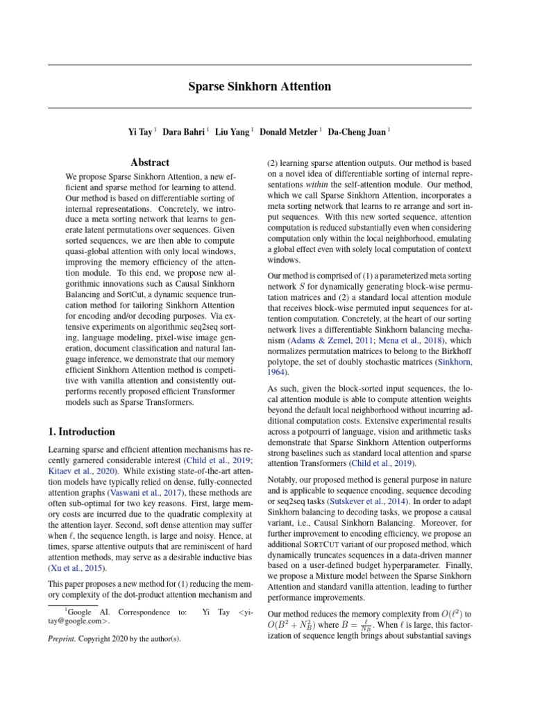 Sparse Sinkhorn Attention | PDF | Applied Mathematics