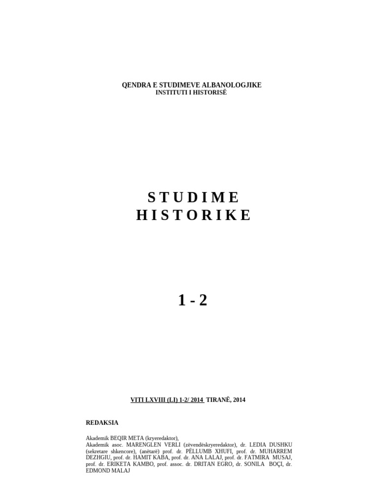 Revista Studime Historike 1-2, 2014 (1) | PDF