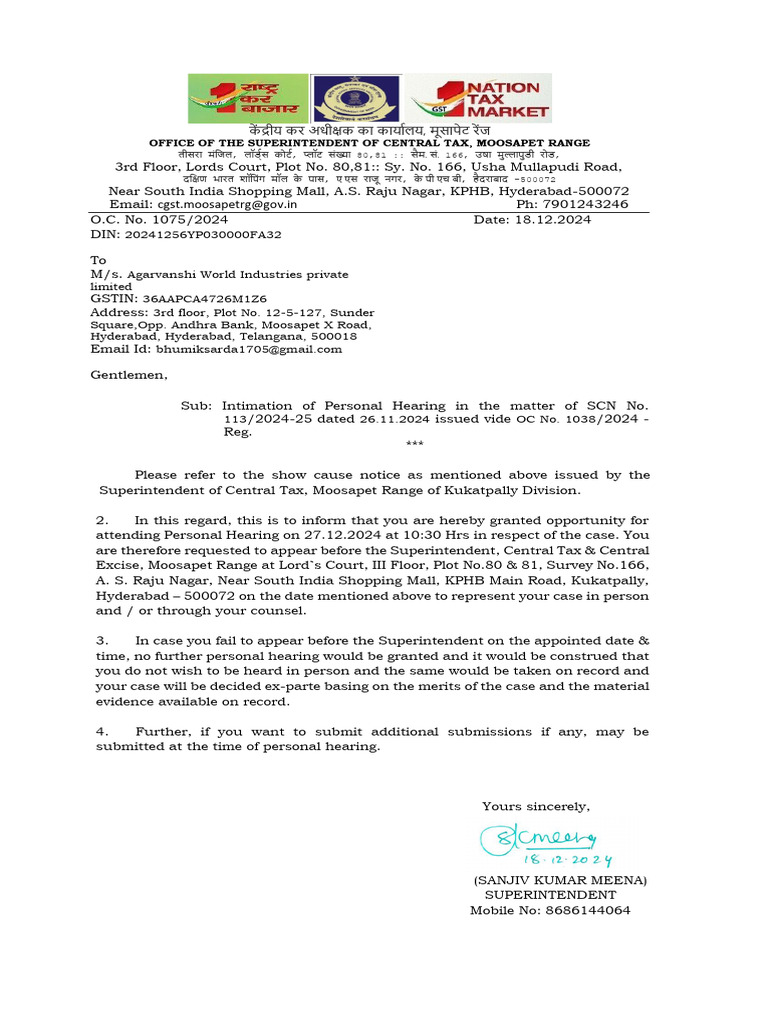 PH 1 Intimation - MSPT 2020-21 Individual Letter-13 | PDF | Separation ...