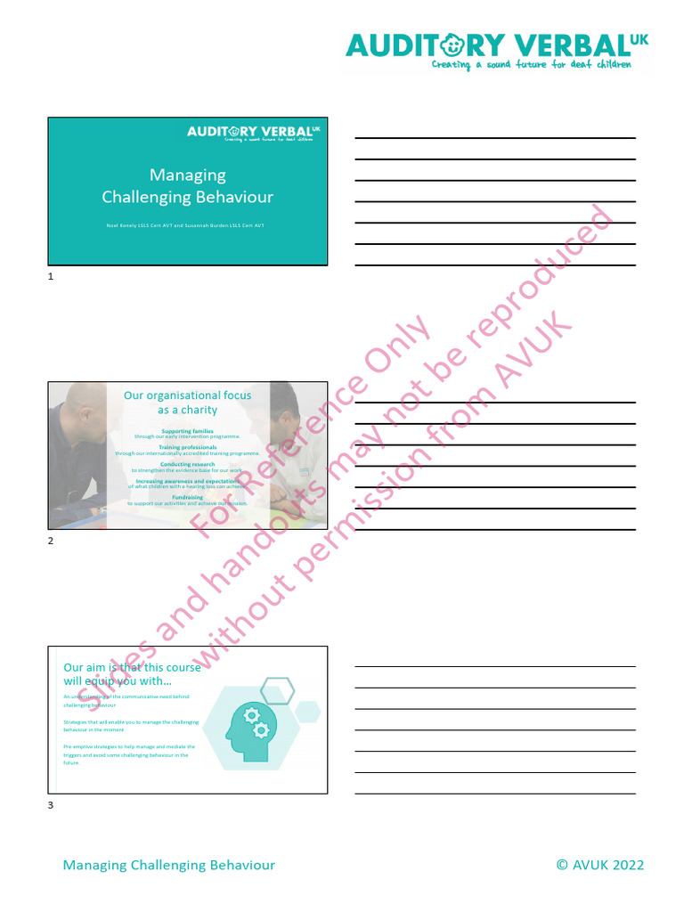 Managing Challenging Behaviour Presentation Handout | PDF | Psychology ...