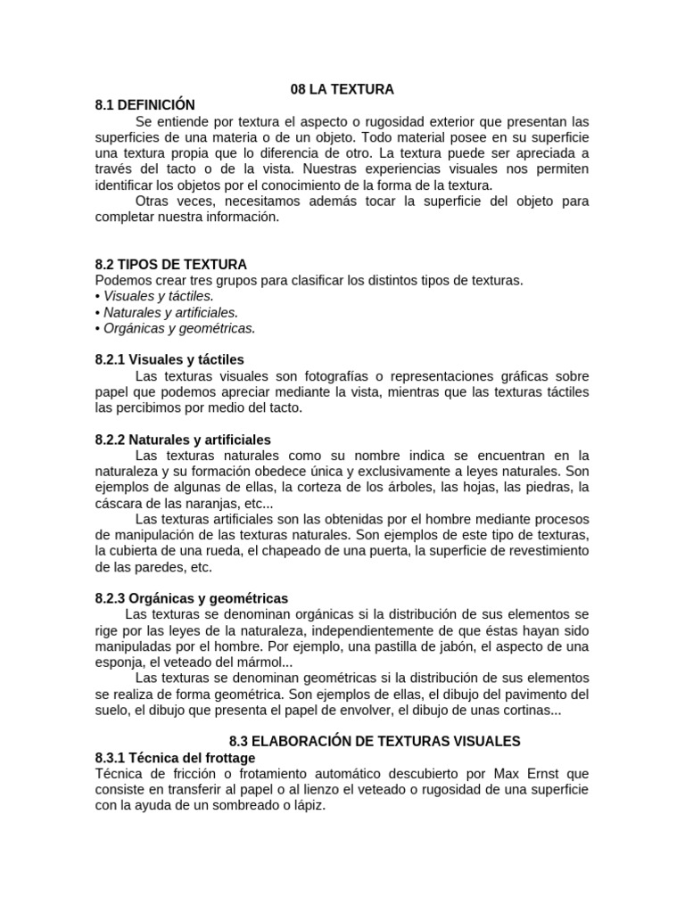 08 LA TEXTURA clases de textura | PDF | Pinturas | Papel
