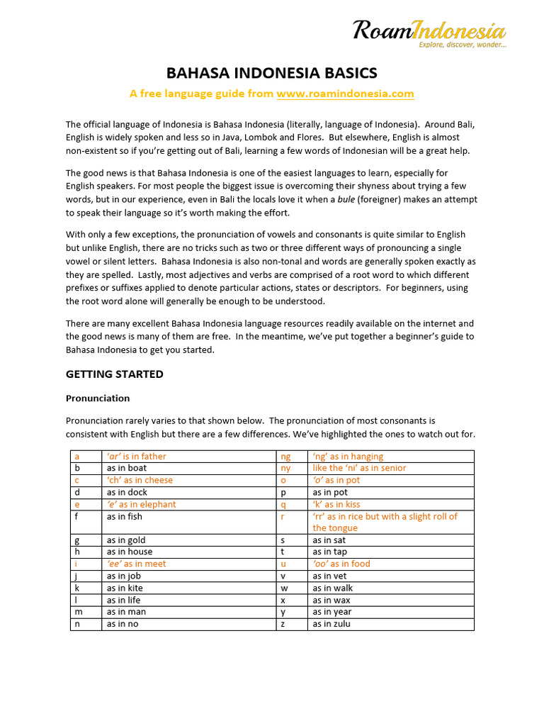 roamindonesia-bahasa-indonesia-basics | PDF | Indonesian Language ...