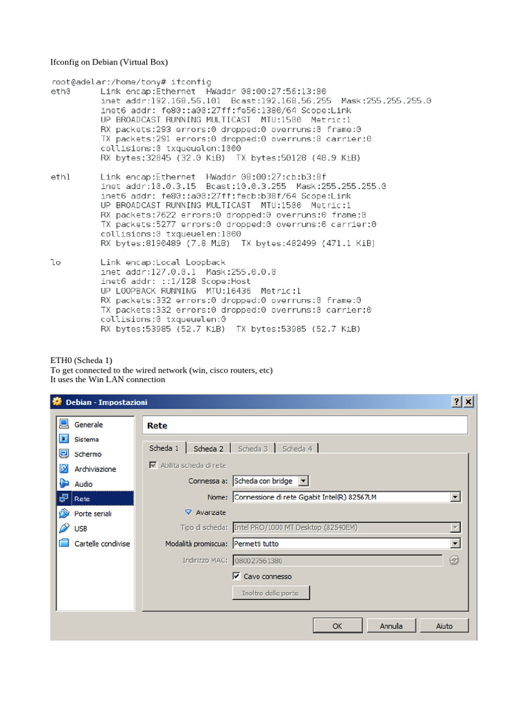 Nic Cards On Debian and Virtual Box | PDF