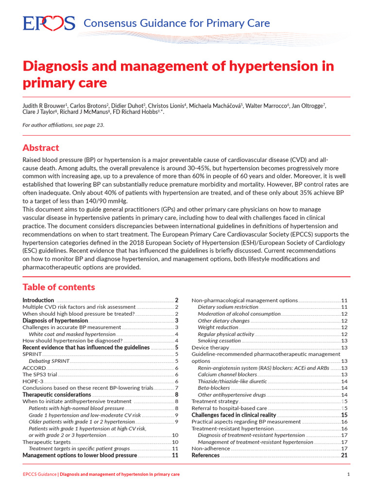 D.hypertension in Primary Care | PDF | Hypertension | Blood Pressure