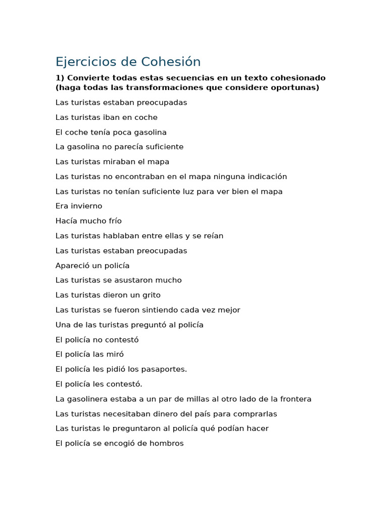 Ejercicios de cohesión | PDF