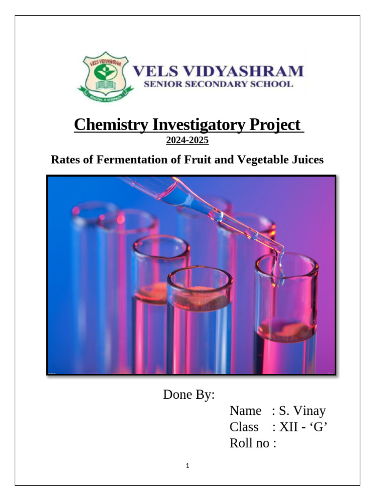 Chemistry Project Report 2024-2025 | PDF | Fermentation | Yeast