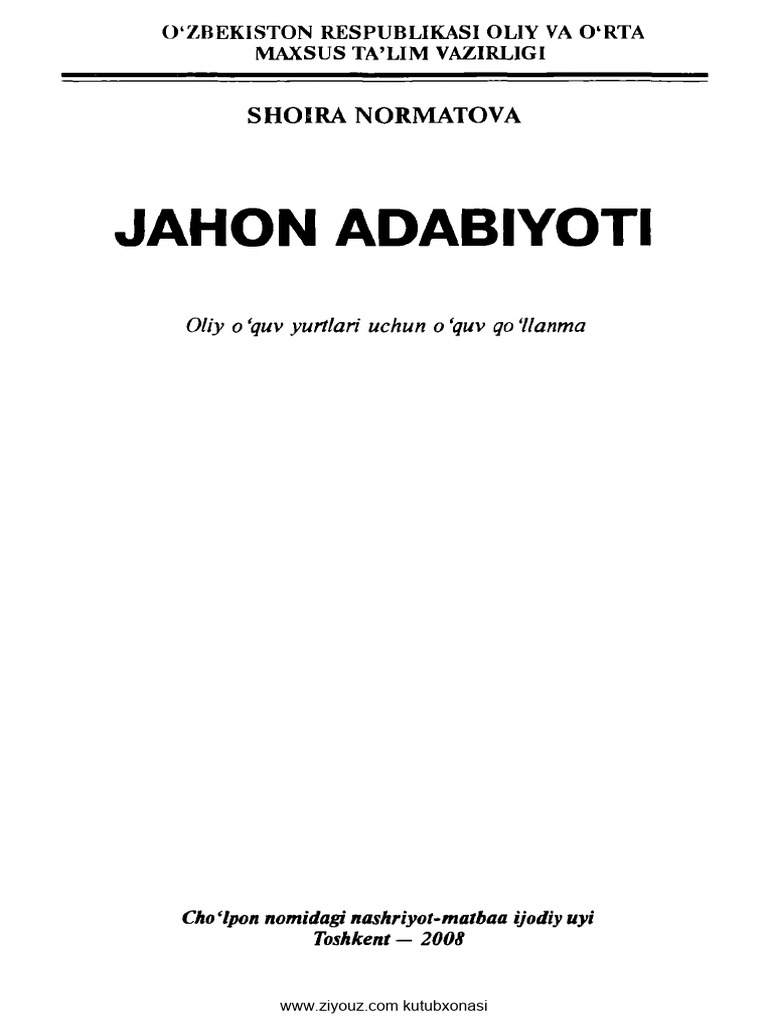 Jahon Adabiyoti (Shoira Normatova) | PDF