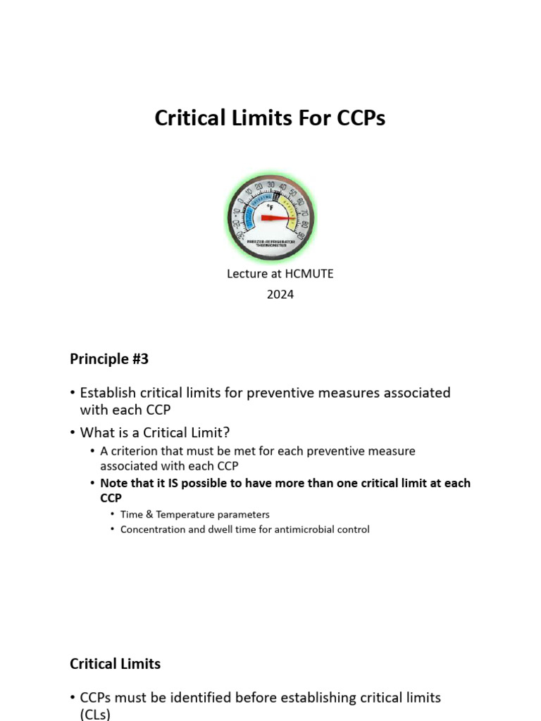 Establishing Critical Limits for CCPs | PDF | Verification And ...