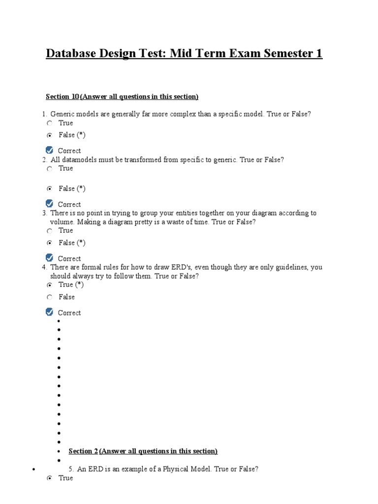 Database Design Semester 1 MidTerm Results) | Database Design | Databases