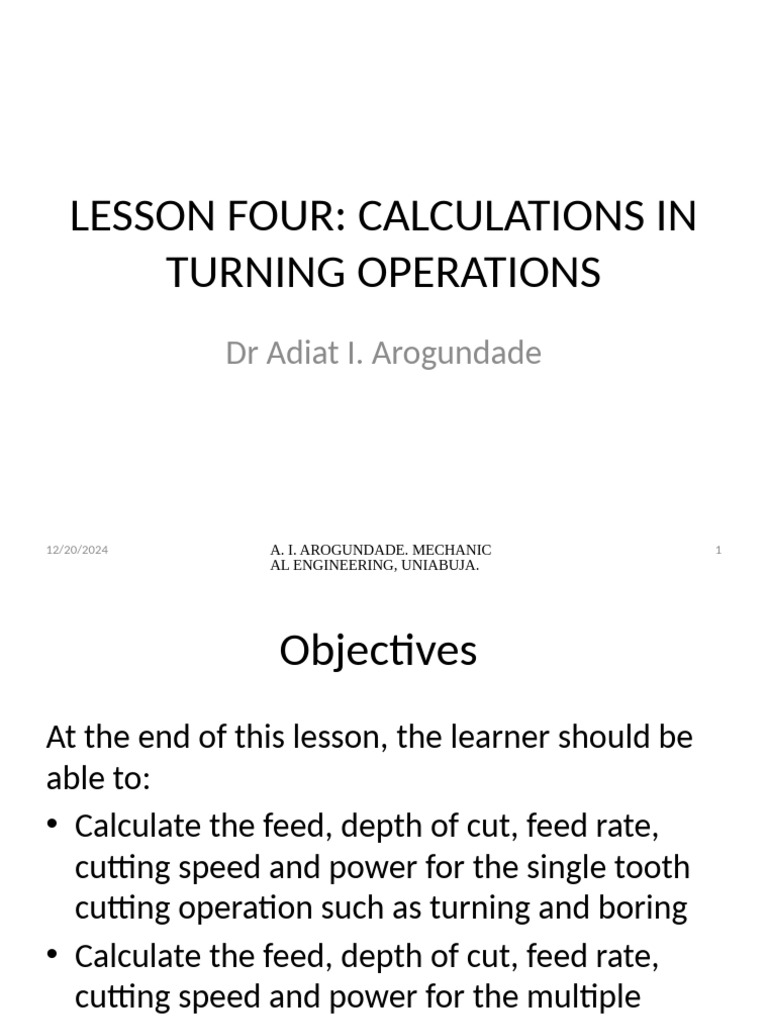 Lesson Four_cutting Tool Calculations-2 | PDF | Mechanical Engineering ...