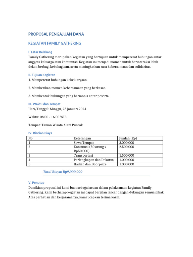 Proposal Family Gathering | PDF