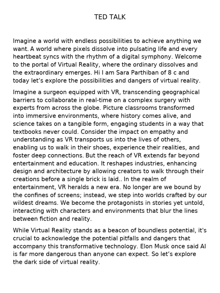 TED TALK 2 | PDF | Virtual Reality | Reality
