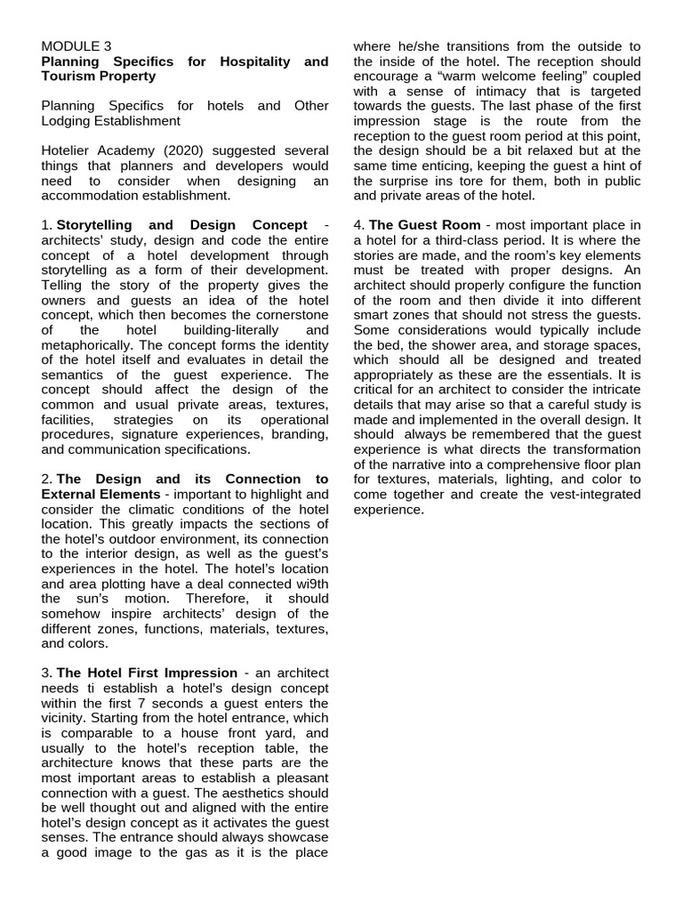 HPC 10 MODULE 3 summary | PDF | Hotel | Architect