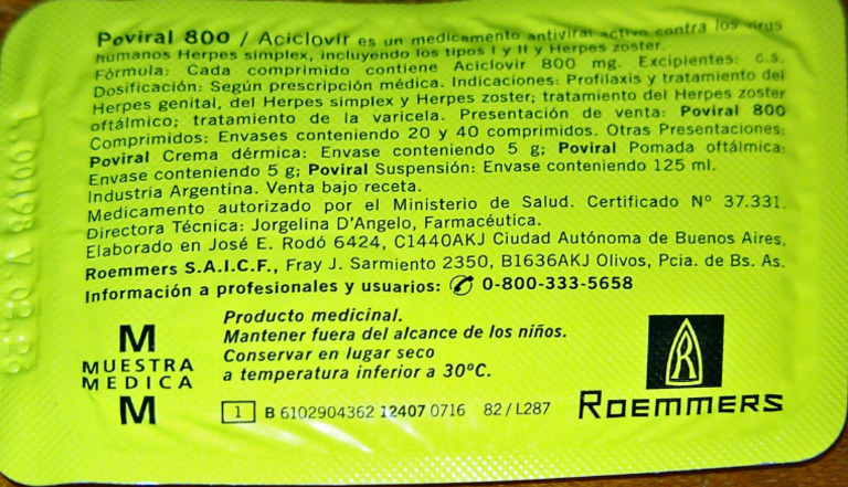 2023-08-07 POVIRAL 800 Aciclovir Comp - Herpes | PDF