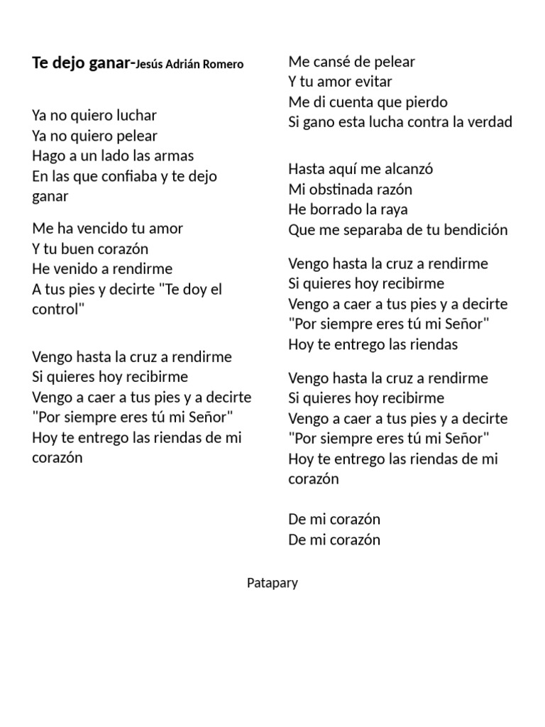 Te Dejo Ganar: Rendirse al Amor | PDF