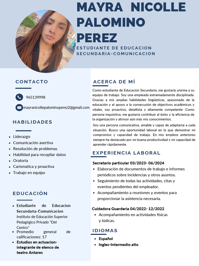 CV - Palomino Perez Mayra Nicolle | PDF