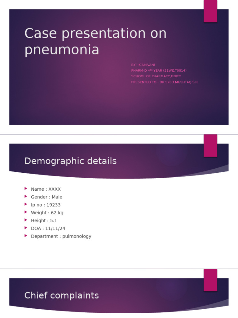 Viral Pneumonia Case Study and Management | PDF | Pneumonia | Headache