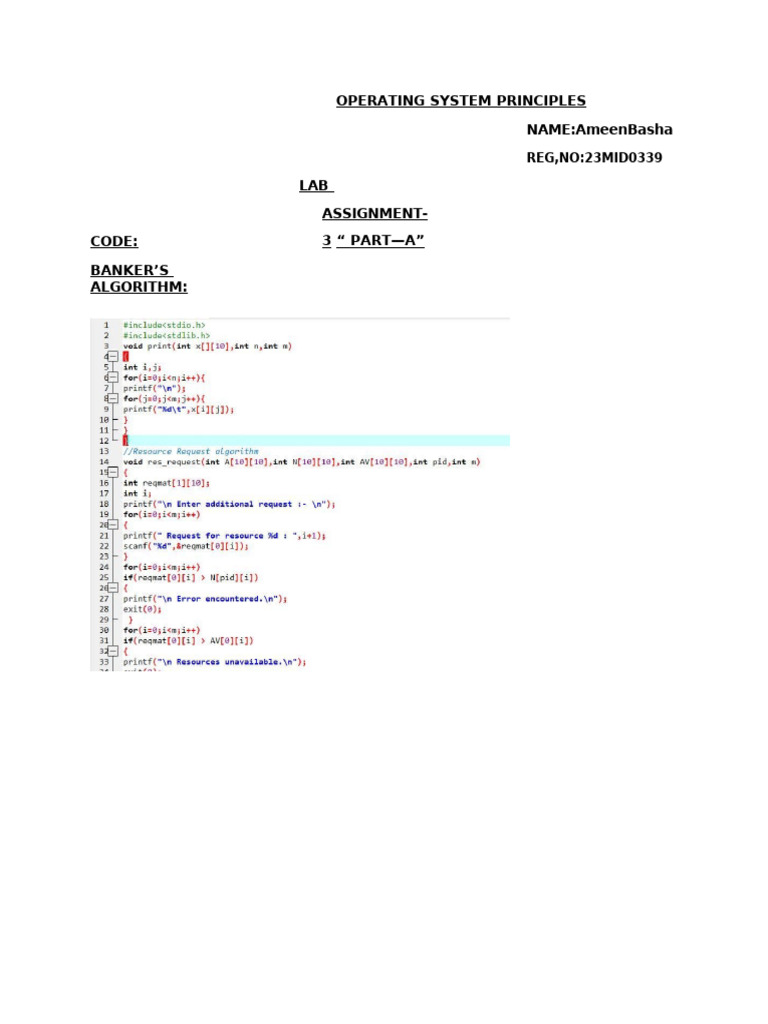 Banker’s Algorithm Lab Assignment Guide | PDF