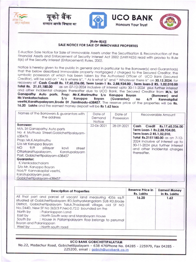 SALE NOTICE DEC 2024 | PDF | Auction | Marketing