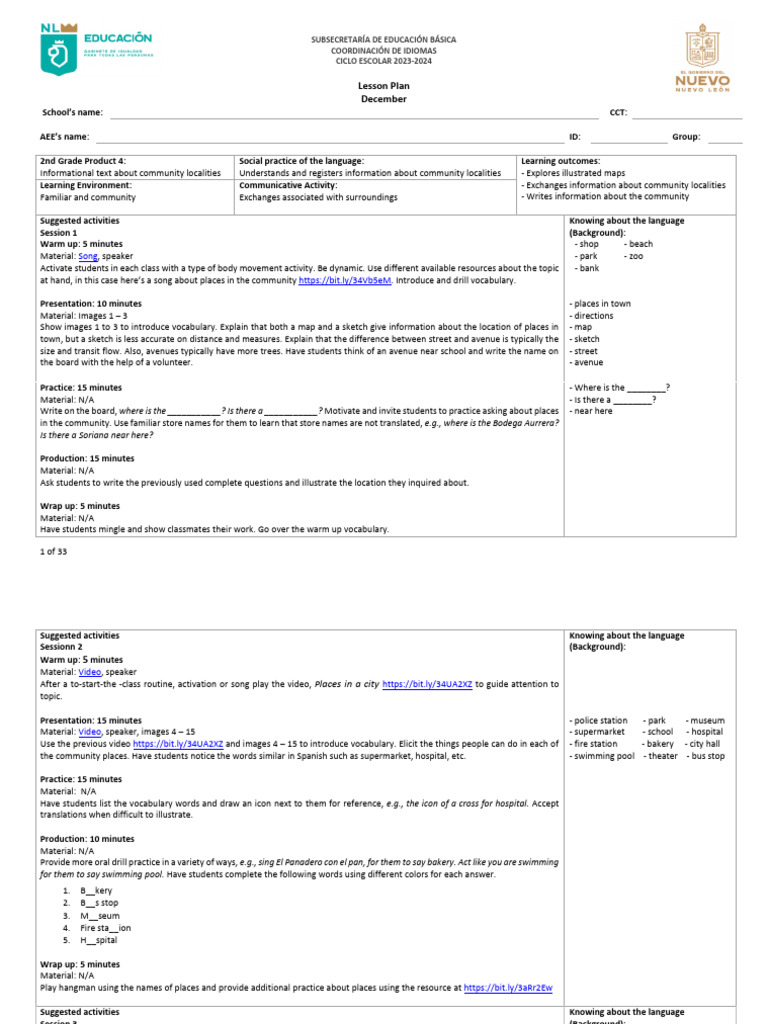 2nd Grade Lesson Plan Product 4 December | PDF | Human Communication ...