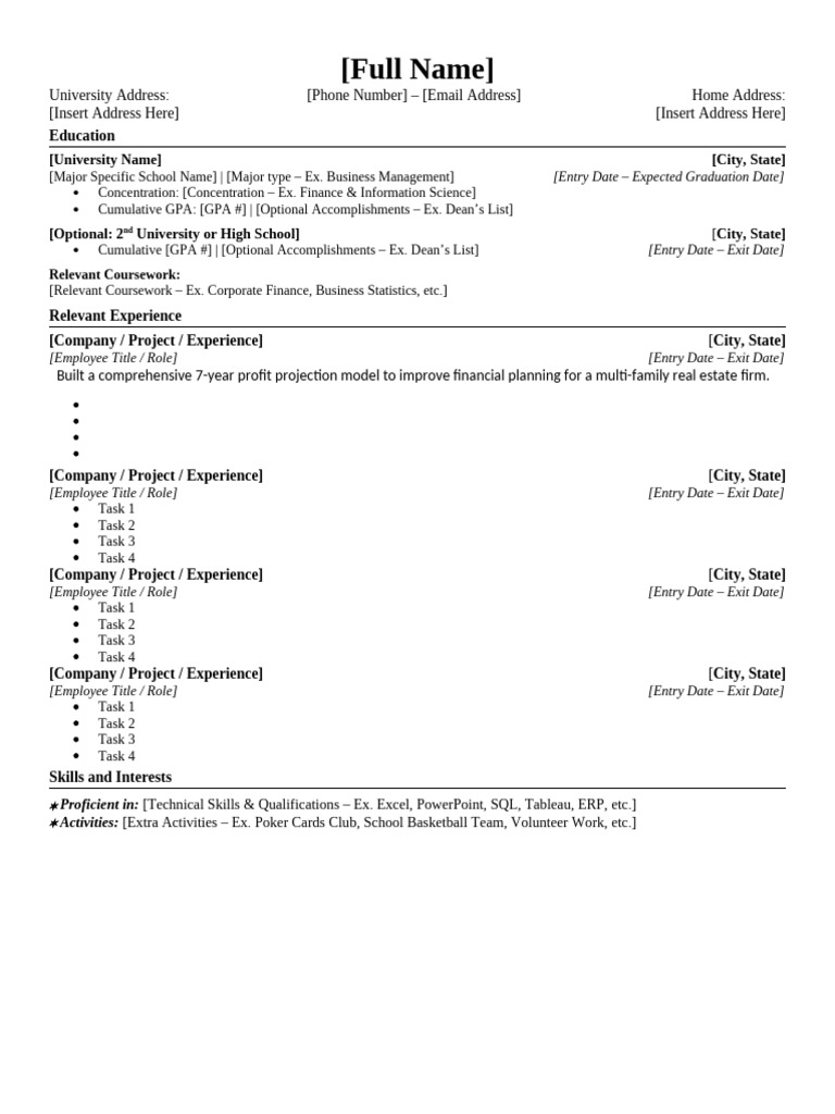 Student Resume Template | PDF