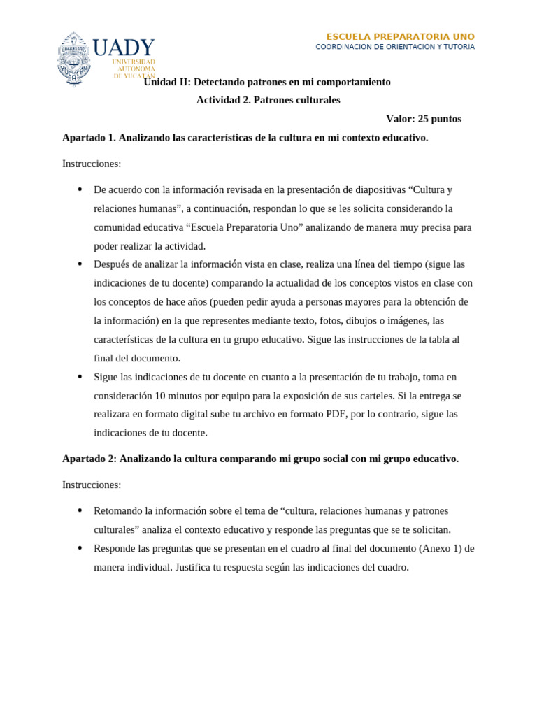 Patrones Culturales en Prepa Uno | PDF