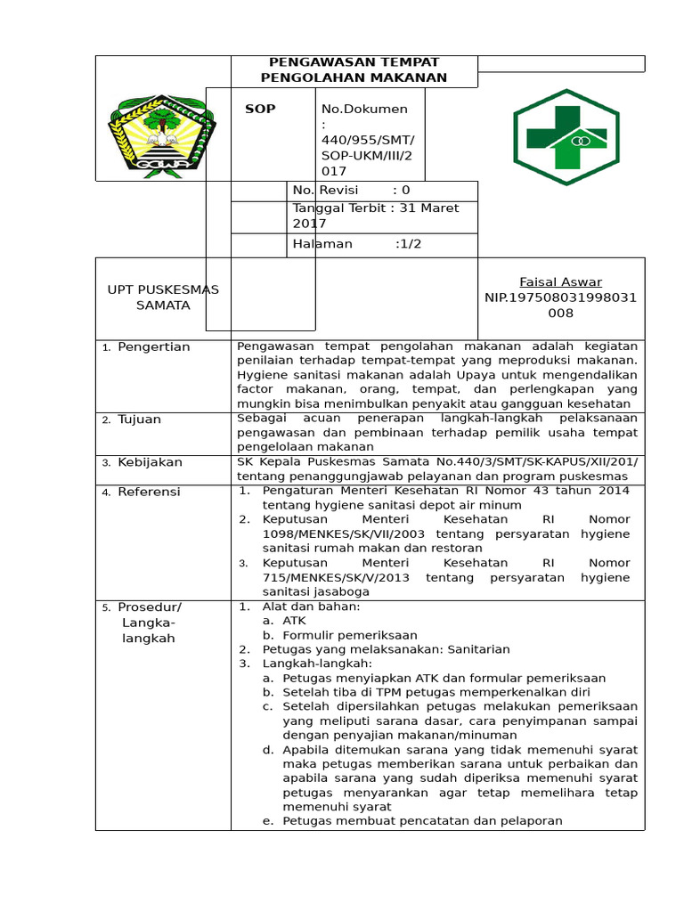 SOP PENGAWASAN TPM | PDF